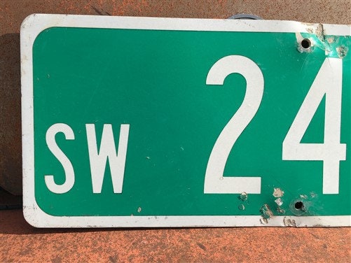 SW 24th ST Street Sign, 9x24 Vintage Green Road Sign, Metal Road Sign ...