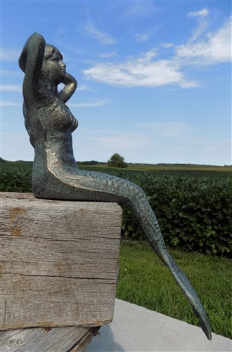 Cast Iron Mermaid, Mermaid Decor, Mermaid Figurine, Nautical Decor ...