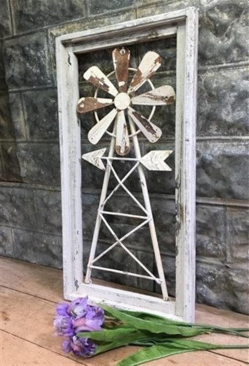 Windmill Wood Metal Window Frame Rustic Farmhouse Decor - Etsy