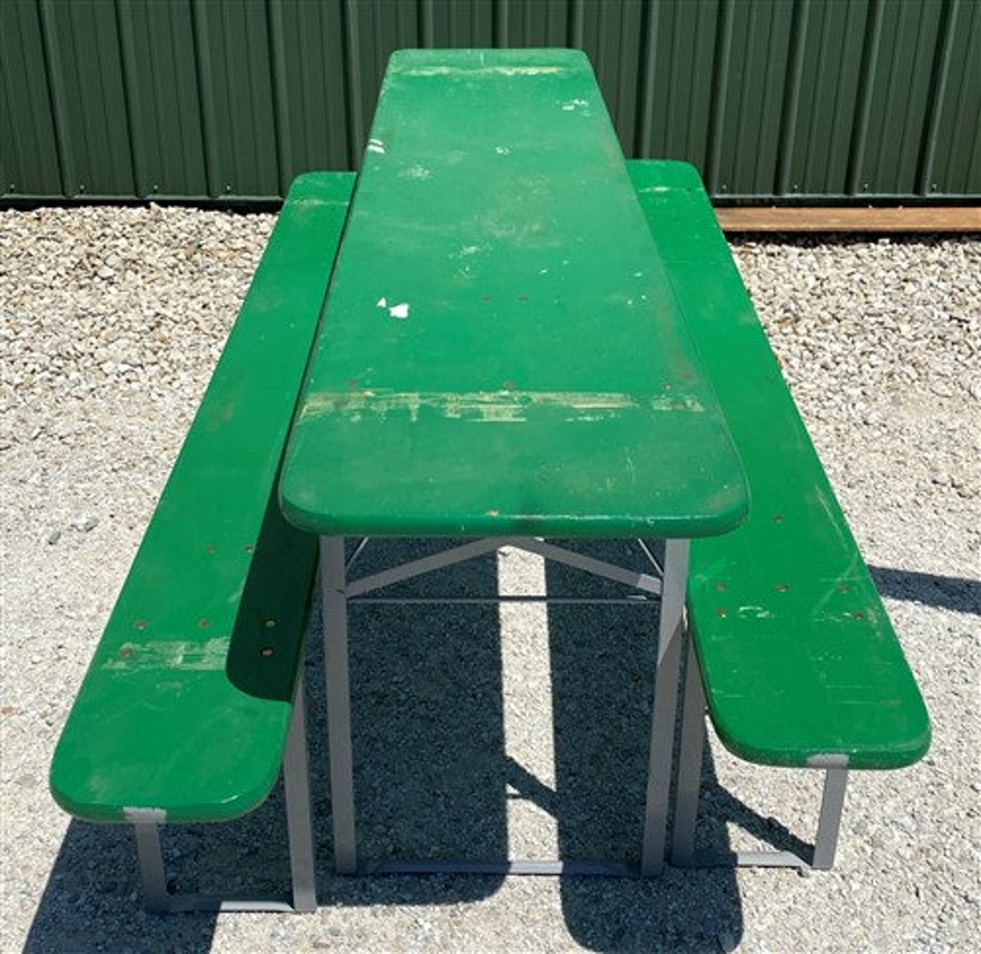 Wood Vintage German Beer Garden Table and Benches, Oktoberfest Picnic ...