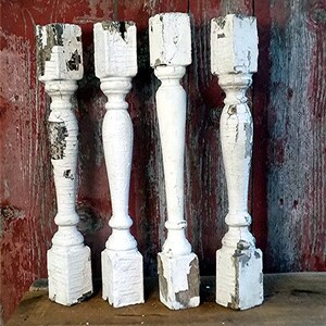 4 Balusters White Wood Architectural Salvage Spindles Porch Post House ...