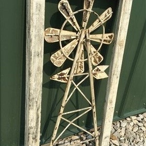 Windmill Wood Metal Window Frame, Rustic Farmhouse Decor, Windmill ...