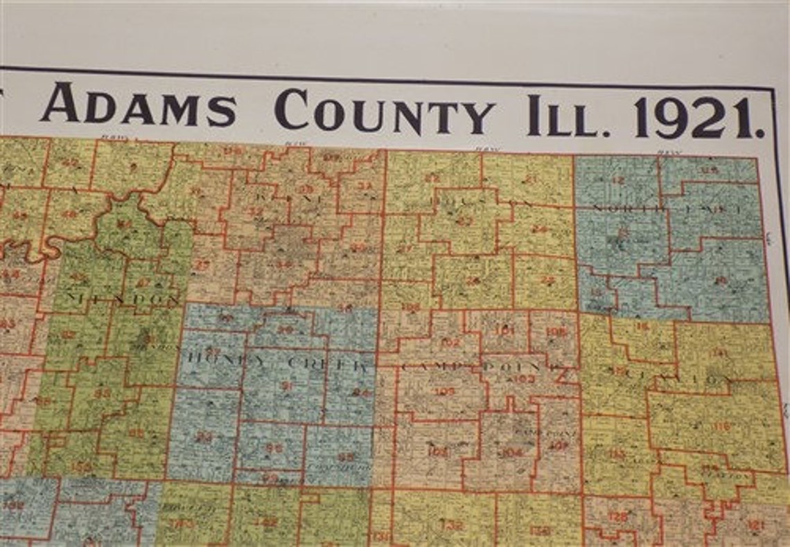 1921 Adams County Illinois Map Vintage Canvas Historical - Etsy UK