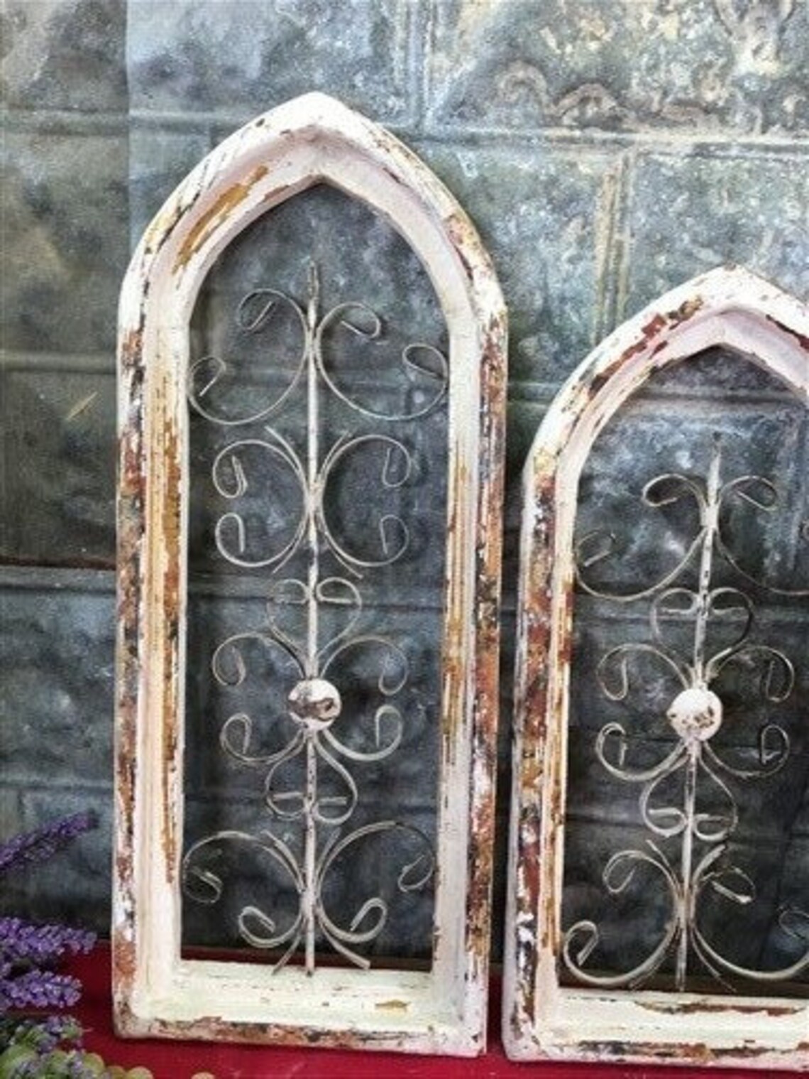 3 Arched Wood Metal Gothic Window Frames Architectural Church | Etsy