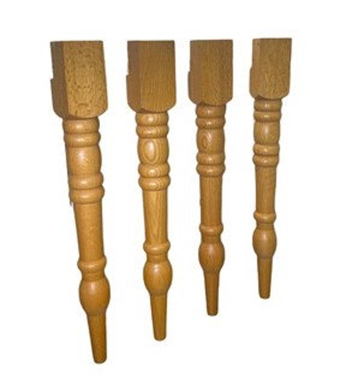 4 Oak Table Legs, Chunky Farmhouse Legs, Turned Oak Spindles ...