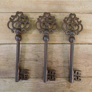 3 Large Cast Iron Skeleton Keys Victorian Lock Hardware | Etsy