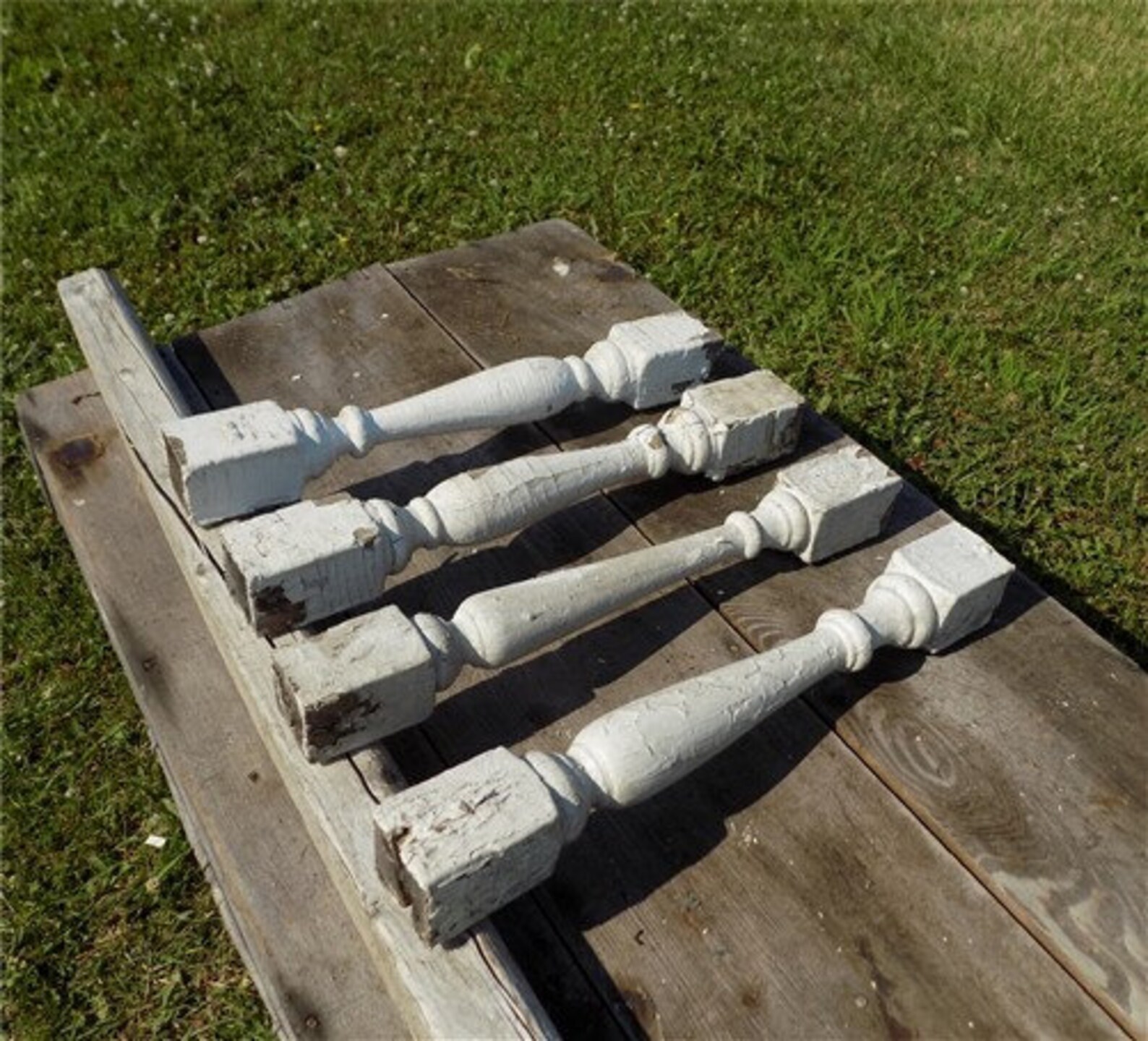 4 Balusters White Wood Architectural Salvage Spindles Porch | Etsy