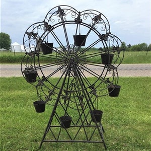 Large Ferris Wheel Rotating Planter, Flower Pot, Outdoor Planter ...