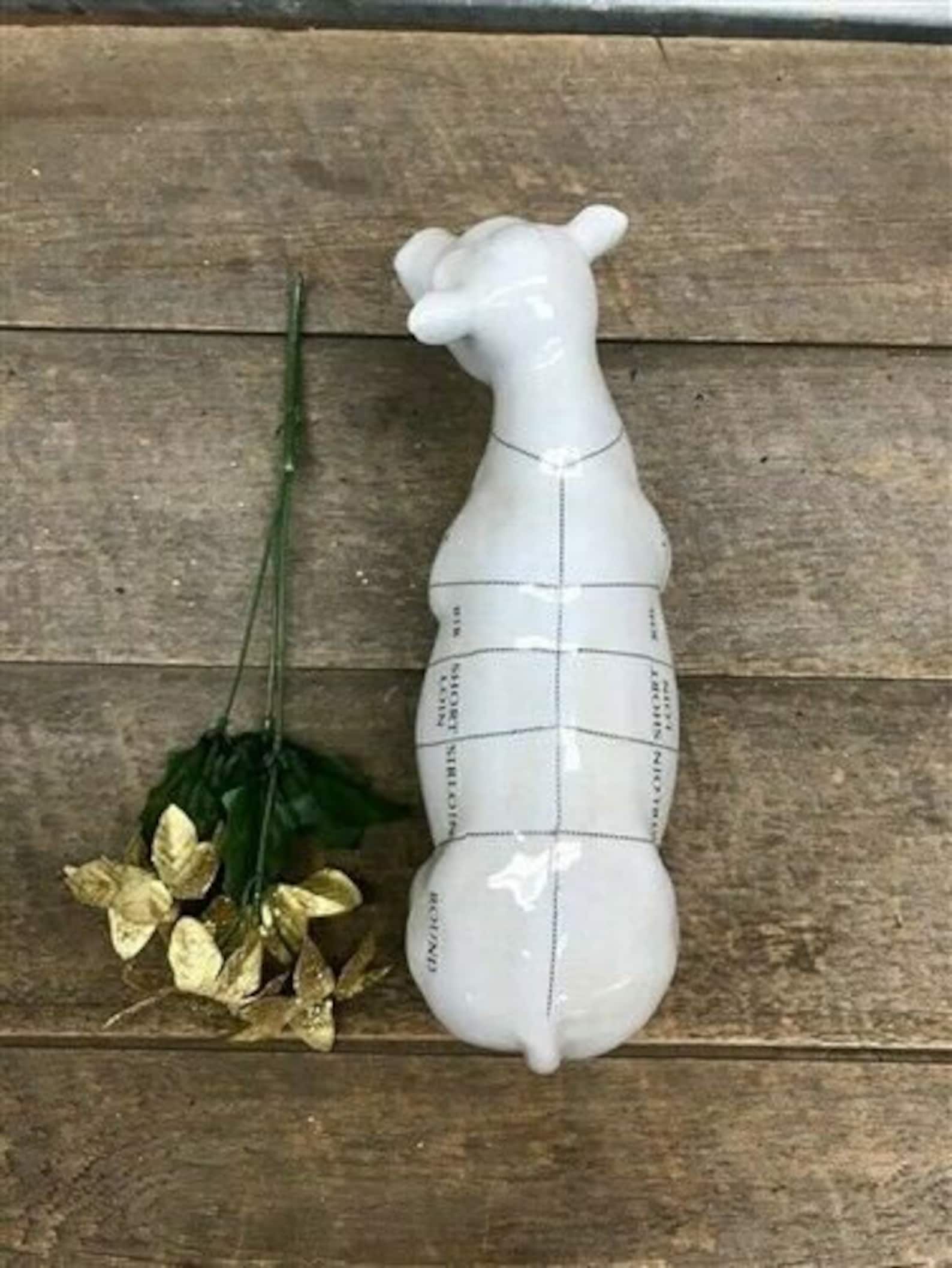 Model Cow Diagram Beef Figurine Decor, Porcelain Butcher Shop Decor ...