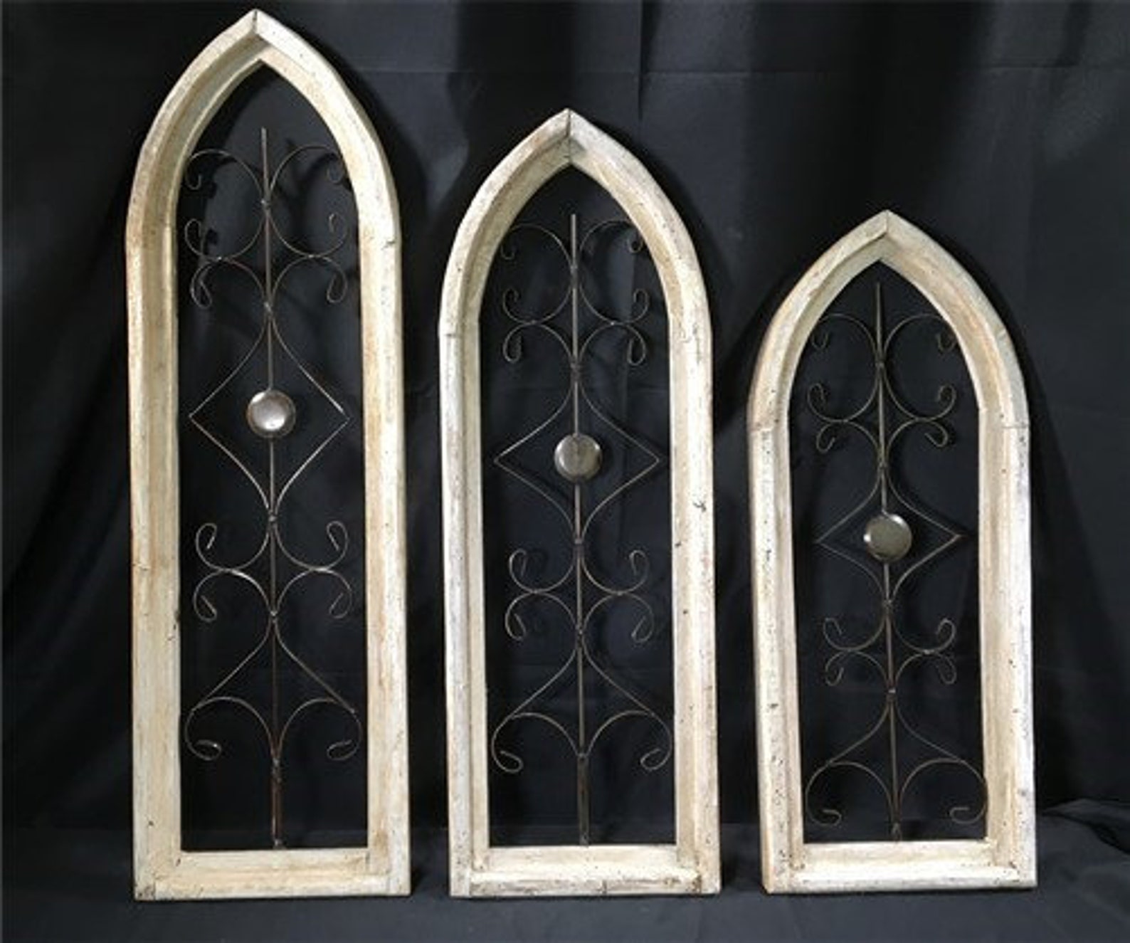 Set 3 Wood Metal Gothic Window Frames Distressed - Etsy