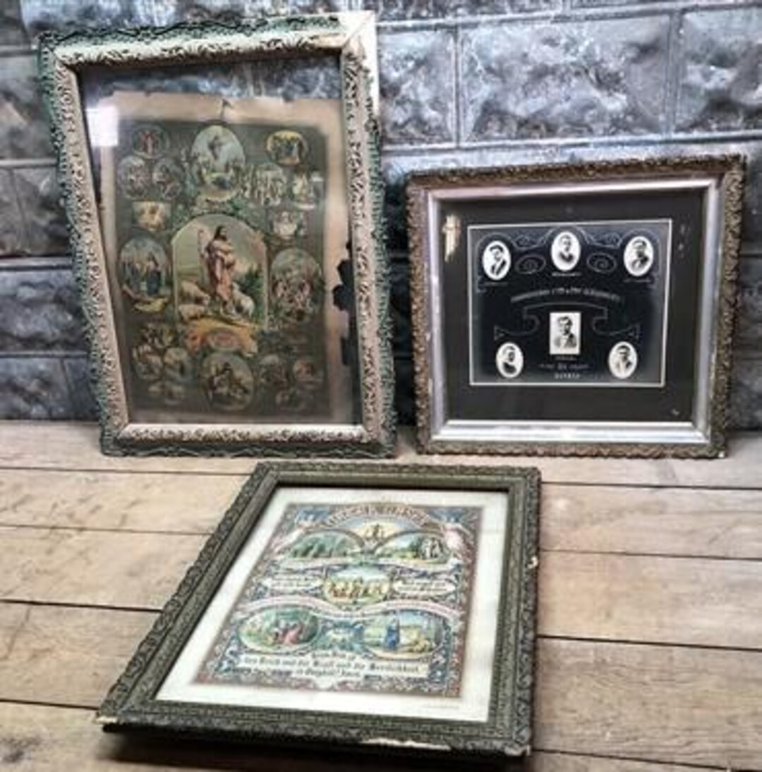 3 Antique Victorian Wood Frames, Reinders Genealogy, Picture Frame, Art ...