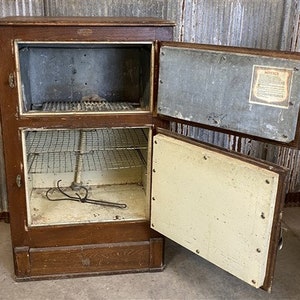 Vintage Oak Icebox Refrigerator, 2 Door Ice Chest, Primitive Ice Box ...