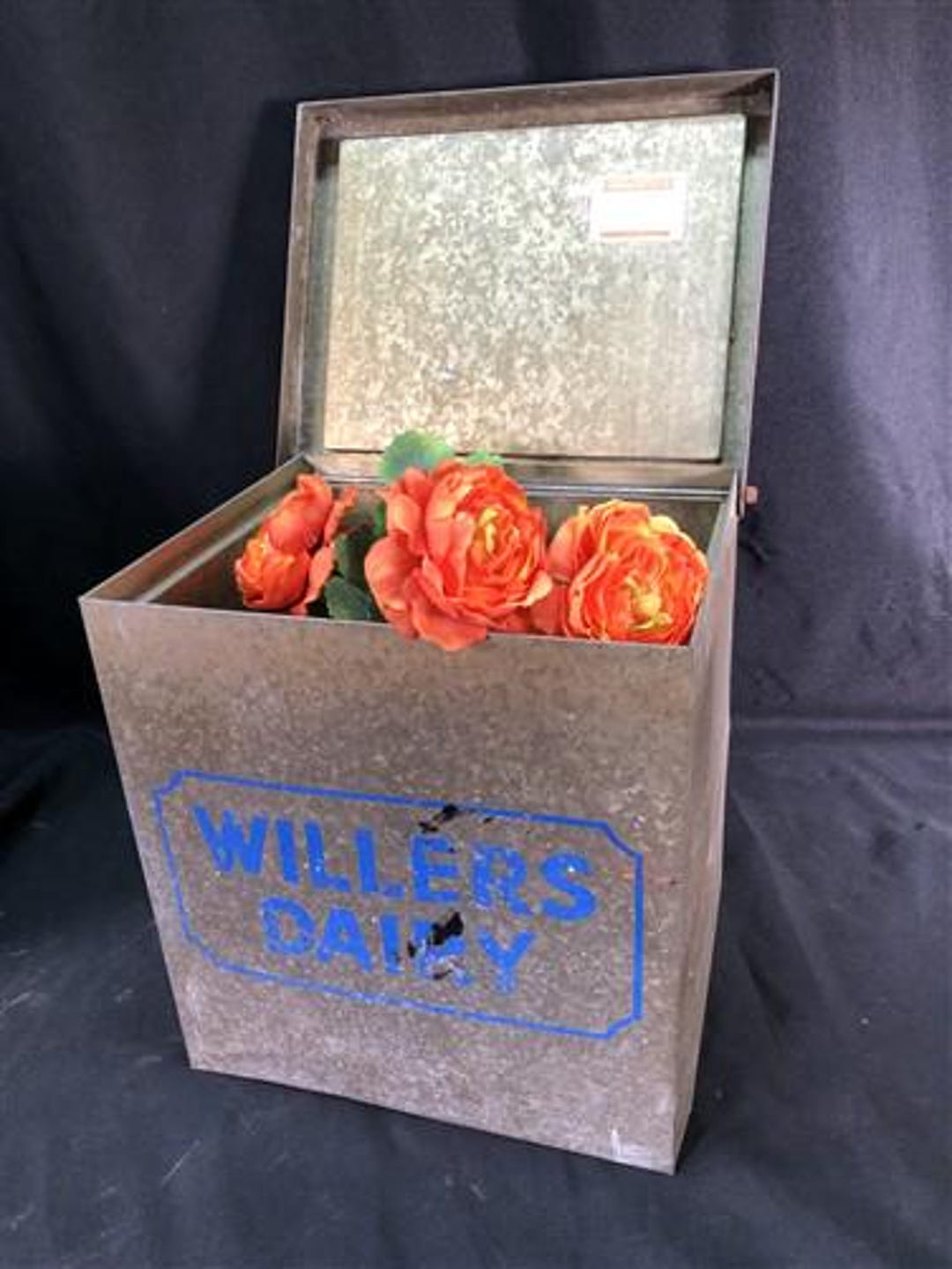 Willers Dairy Galvanized Milk Bottle Tin Box, Vintage Porch Delivery ...
