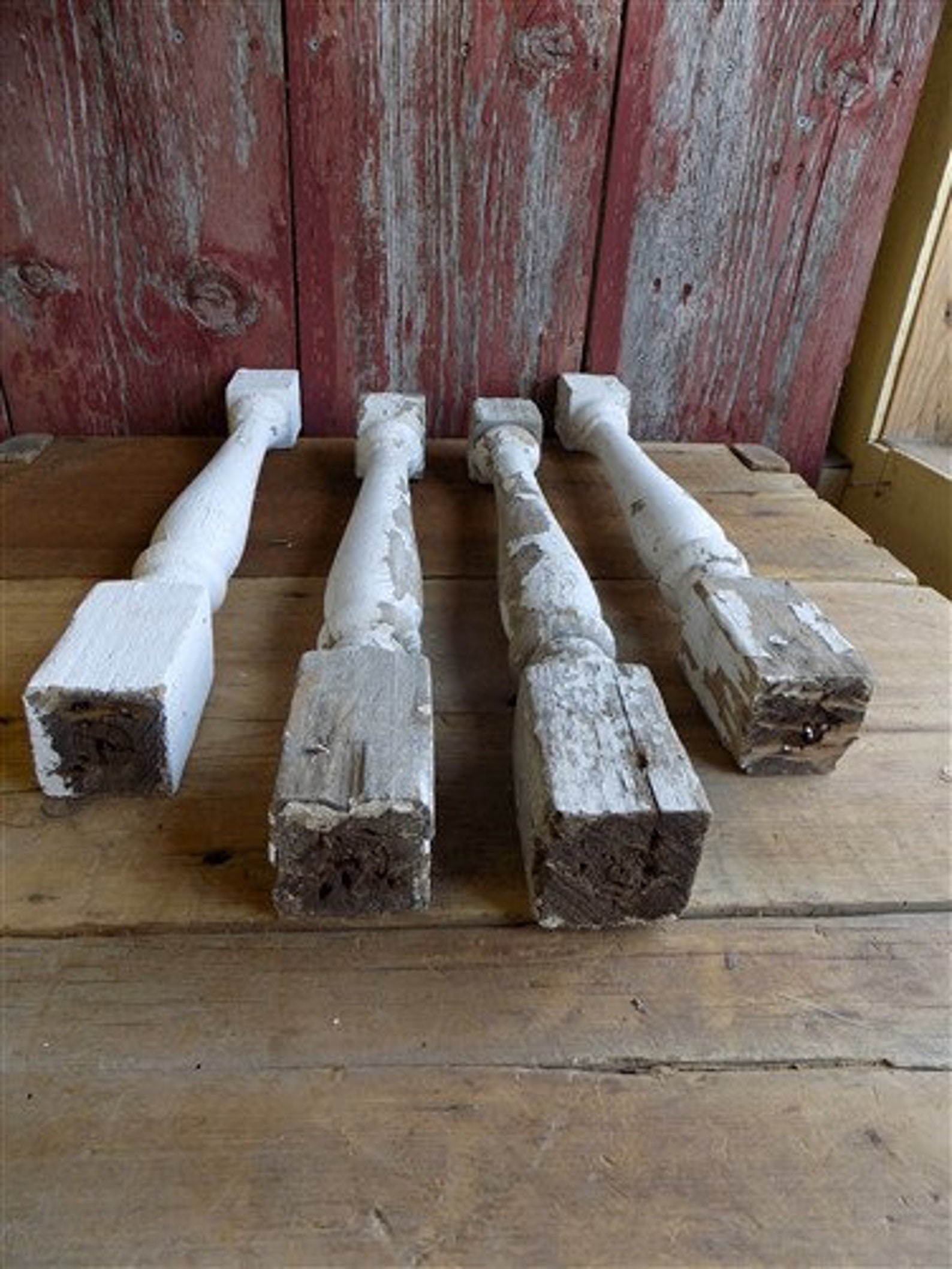 4 Balusters White Wood Architectural Salvage Spindles Porch | Etsy