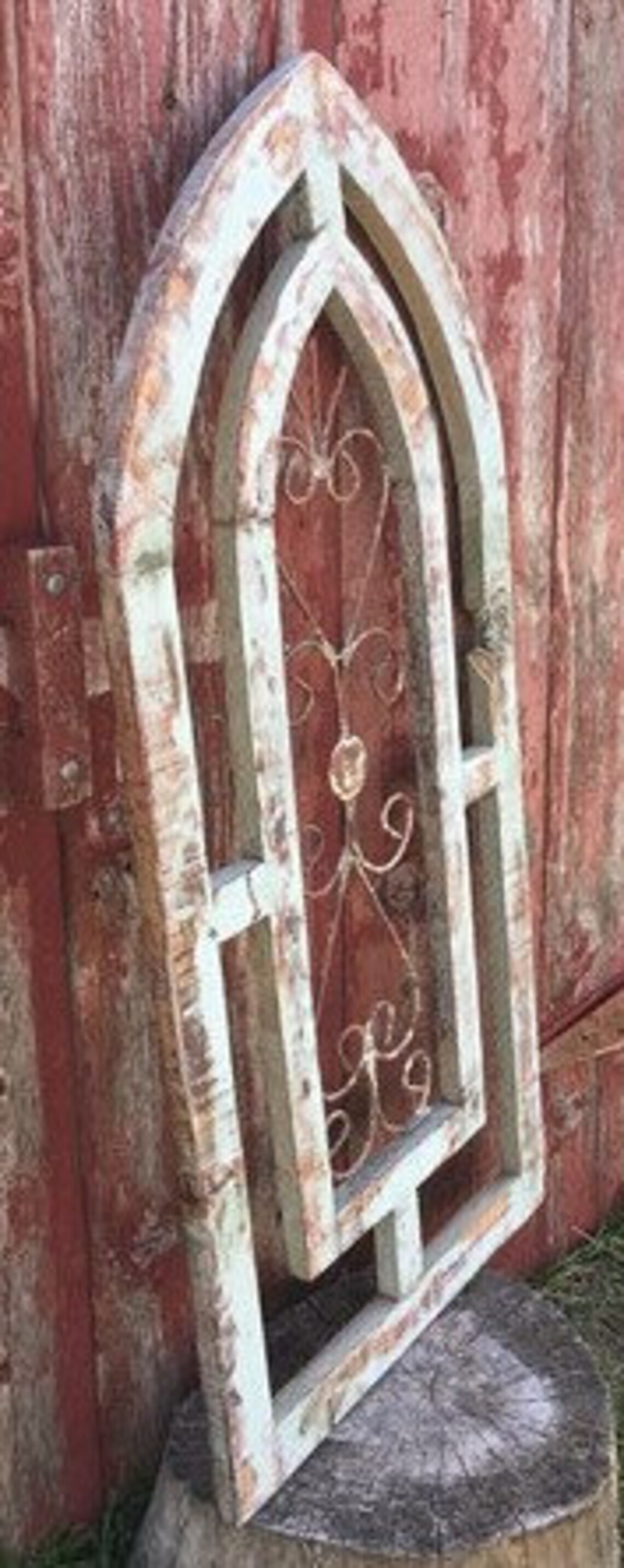 Blue Church Metal Wood Window Frame Arched Architectural - Etsy