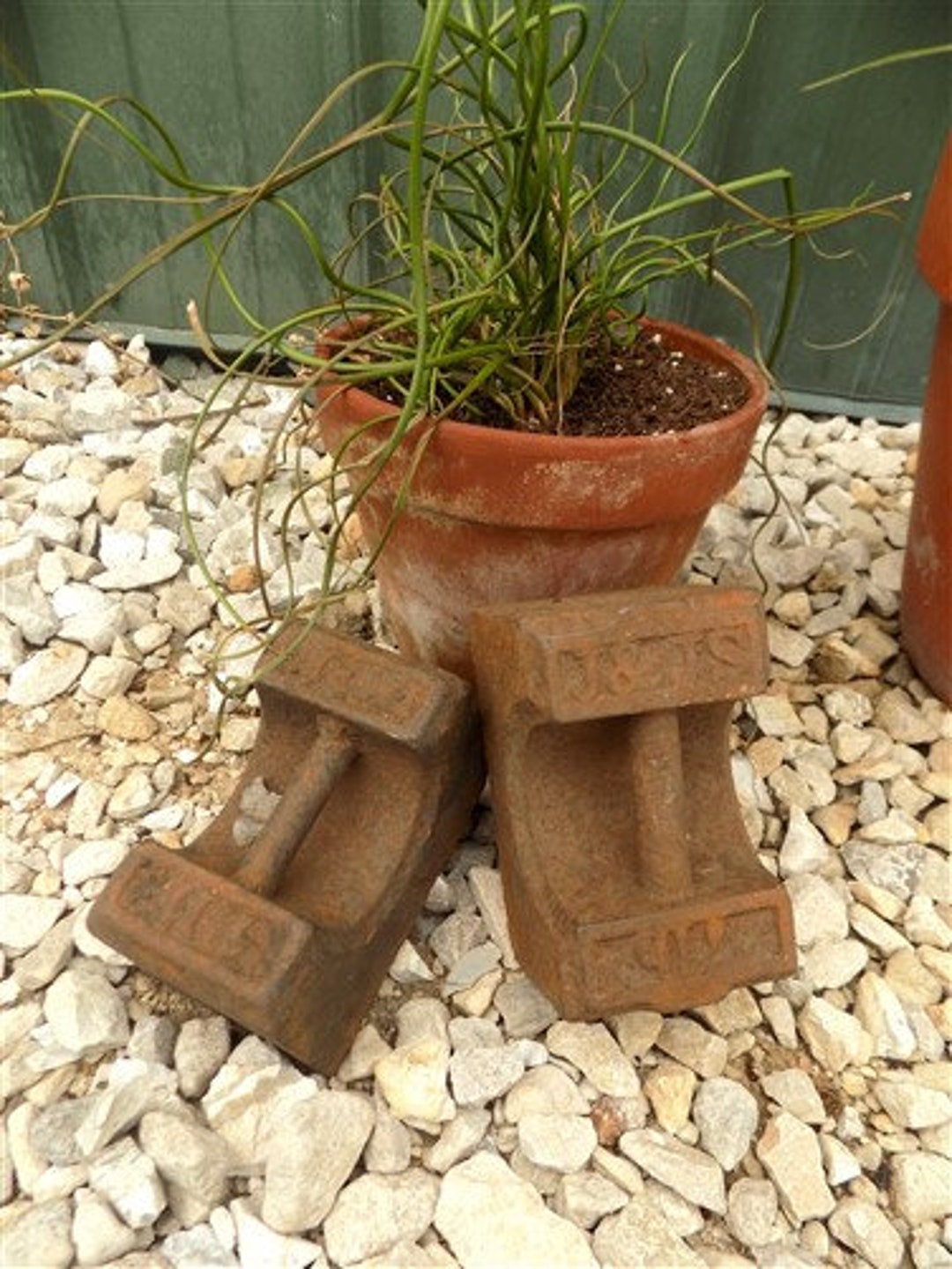 Pair 7 Lb Cast Iron Scale Weights Door Stop Paperweight Advertising ...