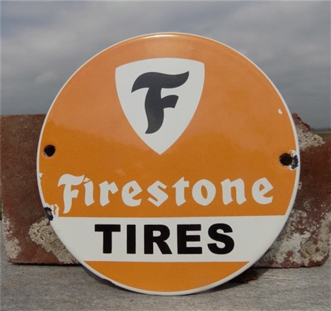 Firestone Tires Sign, Metal Porcelain Advertising, Gas Station Service ...