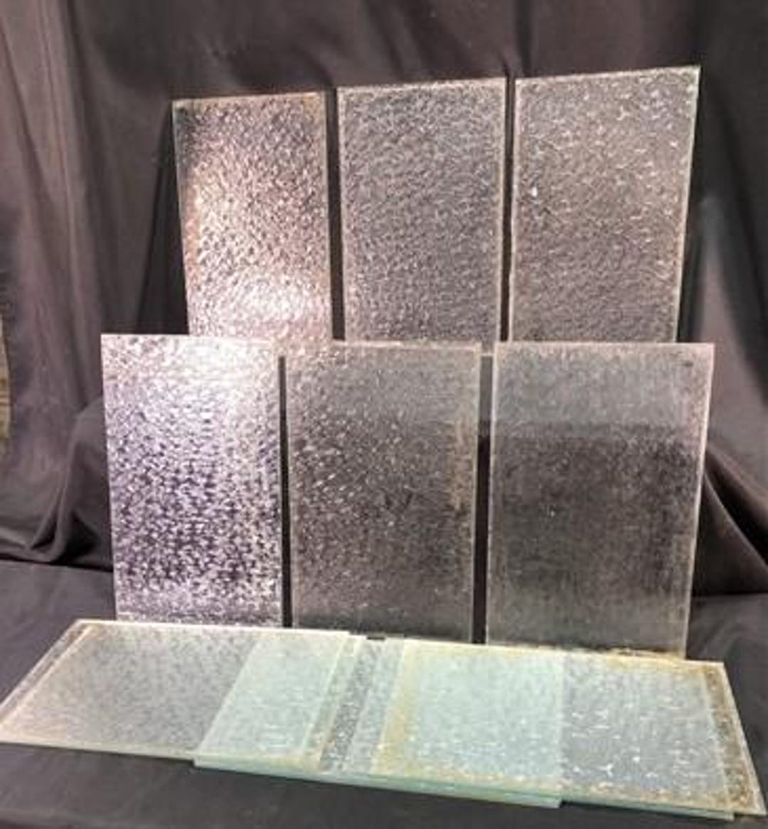 12 Panes Vintage Clear Florentine Wissmach Glass, Muranese Textured ...