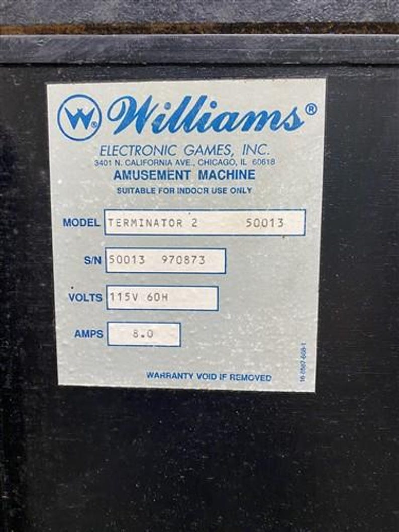 Williams Terminator 2 Judgement Day Pinball Machine, Vintage Arcade ...