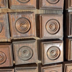 24 Mini Plinth Blocks, Bullseye Rosette, Architectural Salvage, Wood ...