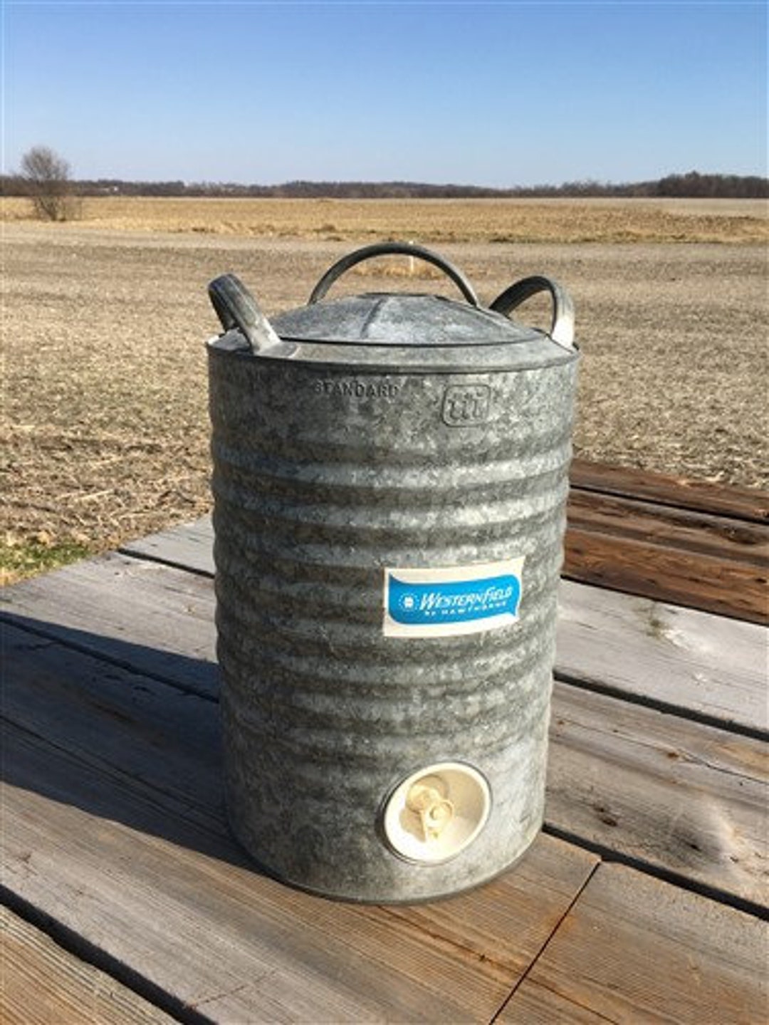 Western Field Hawthorne Galvanized Tin 5 Gallon Water Cooler, Vintage ...