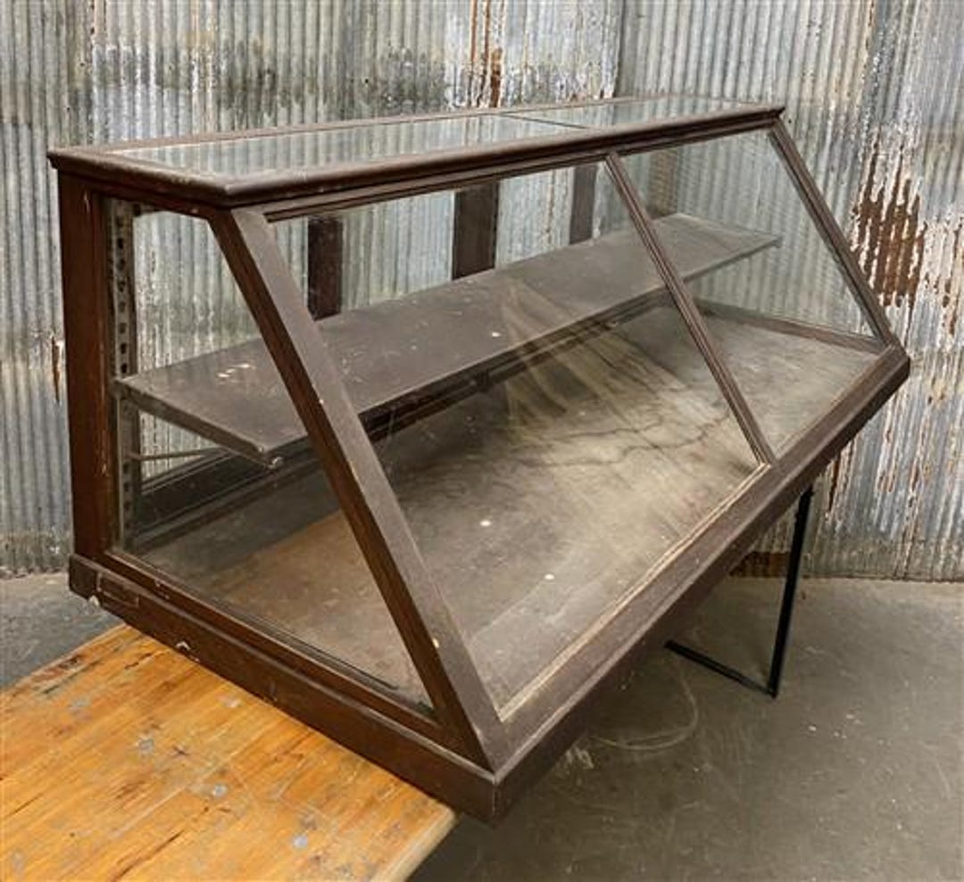 Slant Glass Countertop Showcase, Vintage Store Counter Display, Display ...