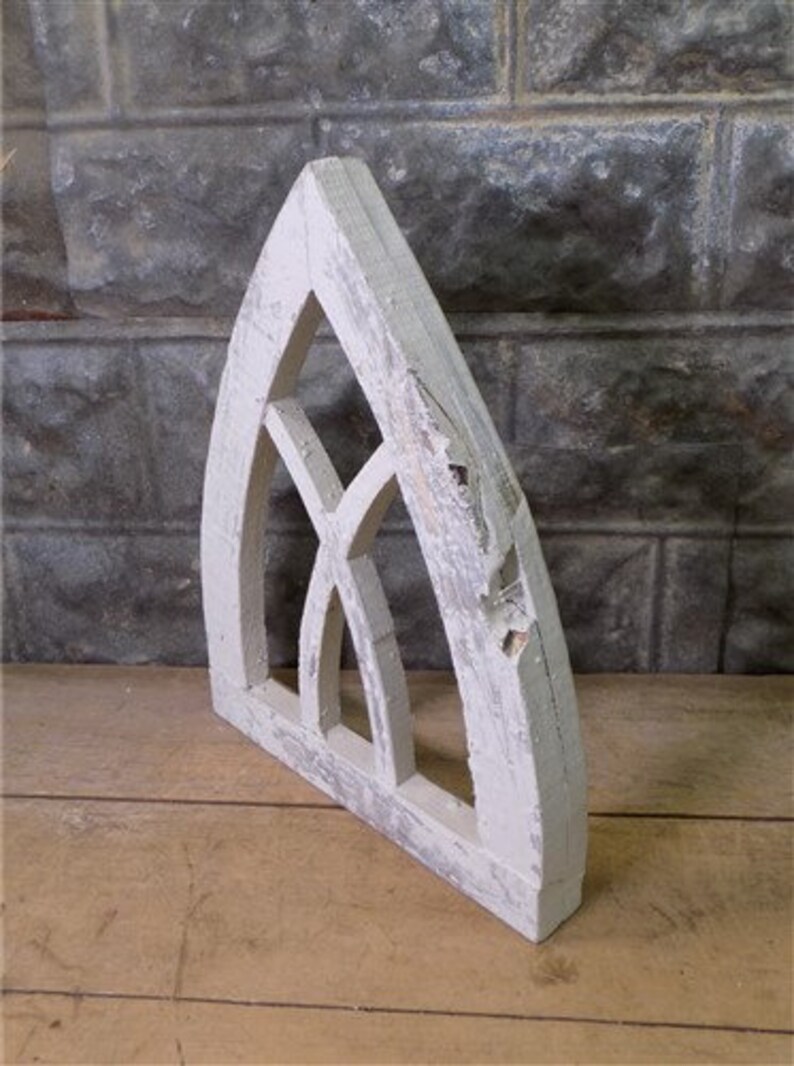 White Church Arched Window Frame Distressed Farmhouse Window | Etsy