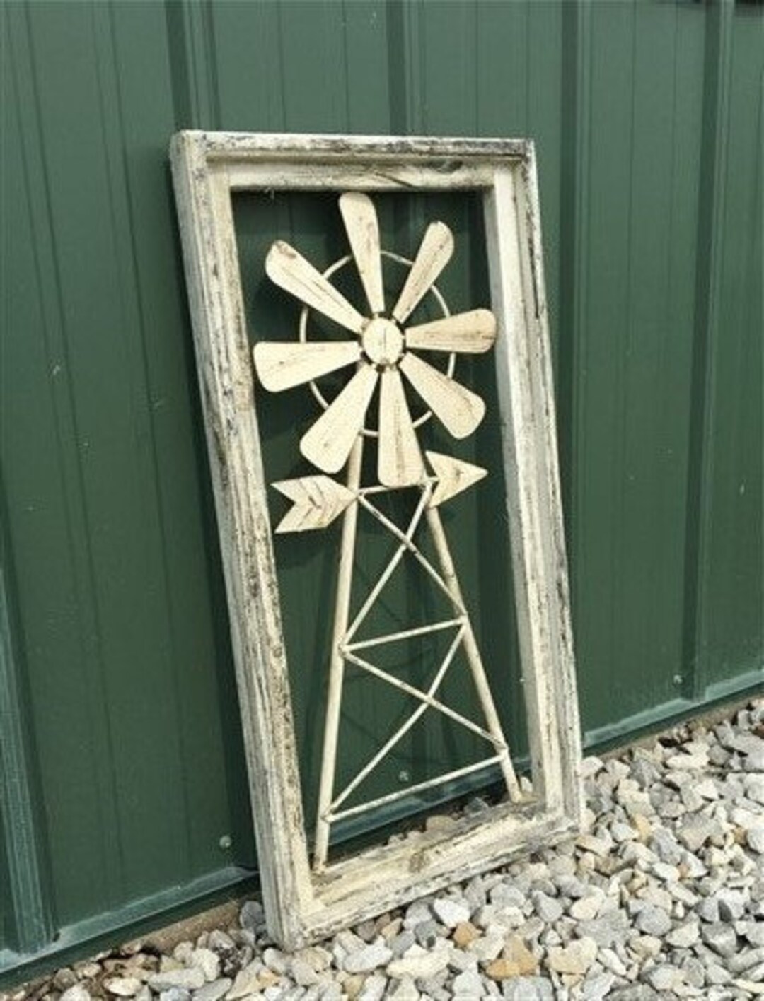 Windmill Wood Metal Window Frame, Rustic Farmhouse Decor, Windmill ...