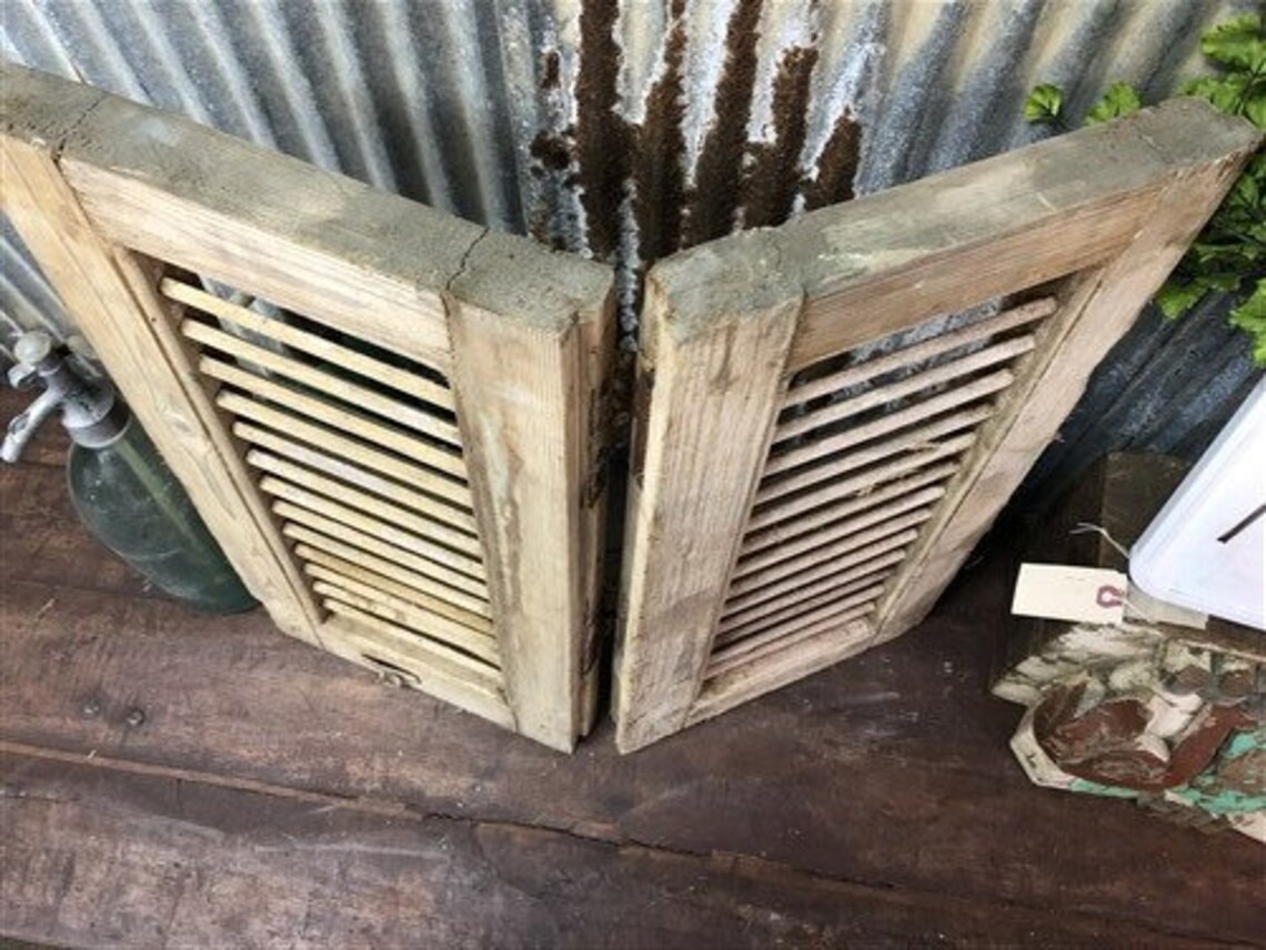 Small Antique Farmhouse Shutter Natural Wood Shutter | Etsy