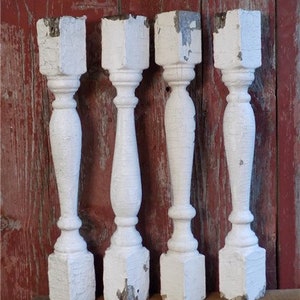 4 Balusters White Wood Architectural Salvage Spindles Porch Post House ...