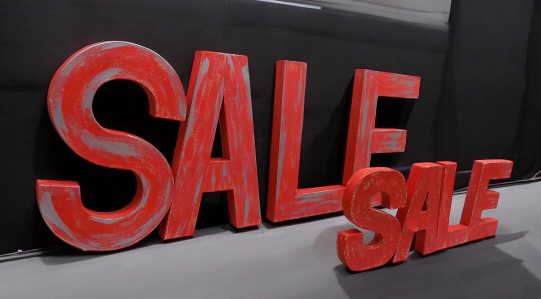 Sale Cardboard Letters, Advertising Sign, Red Vintage Display, Large ...