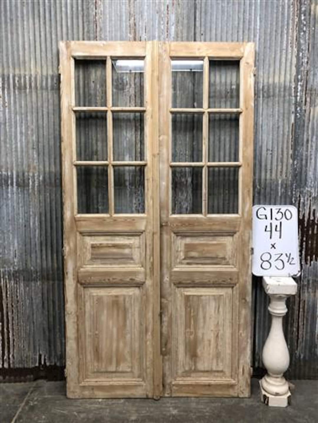 Antique French Double Doors 44x83.5 6 Pane Glass Doors, European Doors ...