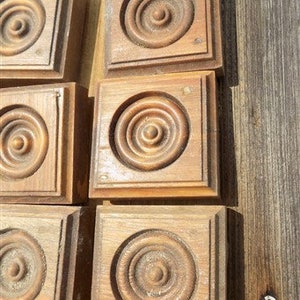 15 Mini Plinth Blocks, Bullseye Rosette, Architectural Salvage, Wood ...