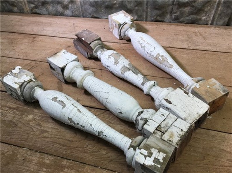 4 Balusters White Wood Architectural Salvage Spindles Porch - Etsy