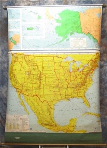 1967 AJ Nystrom 50 States Map United States Canvas Large Map - Etsy