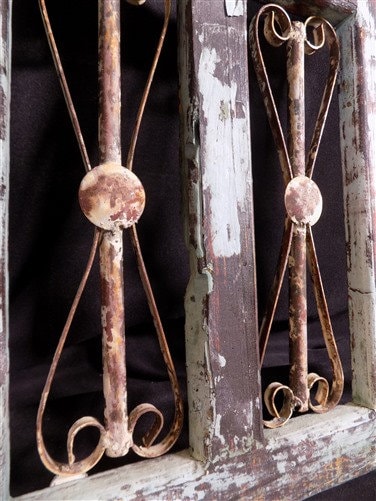 Blue Metal Heart Wood Window Frame, Arched Architectural Rustic Wall ...