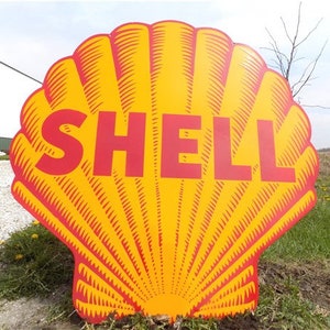 Large Shell Sign, Metal Porcelain Sign, Advertising Sign, Gas Station ...