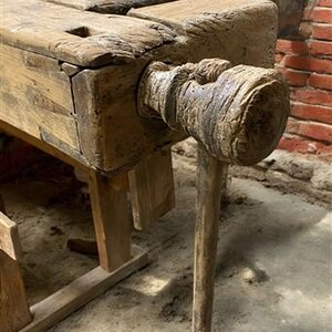 Vintage Rustic Work Table, Carpenter's Workbench, Woodworking Console Table, H, Workbench ...