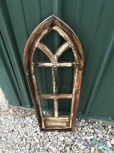 Dark Paneled American Gothic Style Wood Window Frame Arched | Etsy