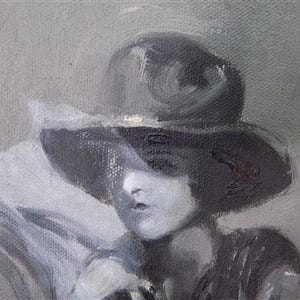 1920s Junita Mcgwire Portrait Paint Canvas, Original Art Partially ...