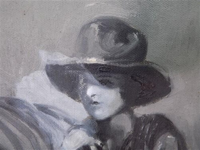 1920s Junita Mcgwire Portrait Paint Canvas, Original Art Partially ...