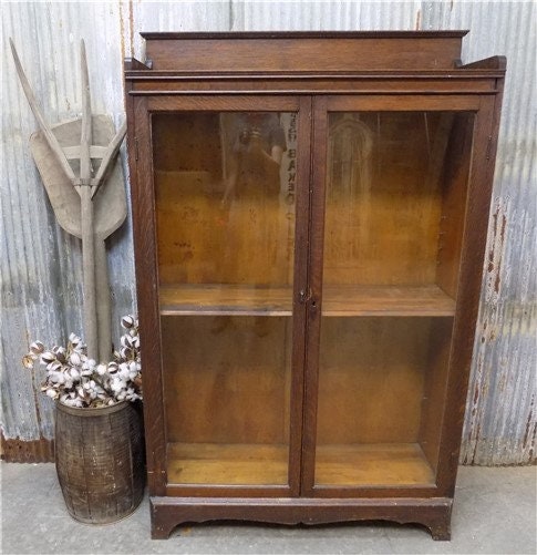 Oak Bookcase Glass Doors China Cabinet Display Case Curio Cabinet Showcase Wood Bookcase China Cabinet With Doors Kitchen Display Etsy