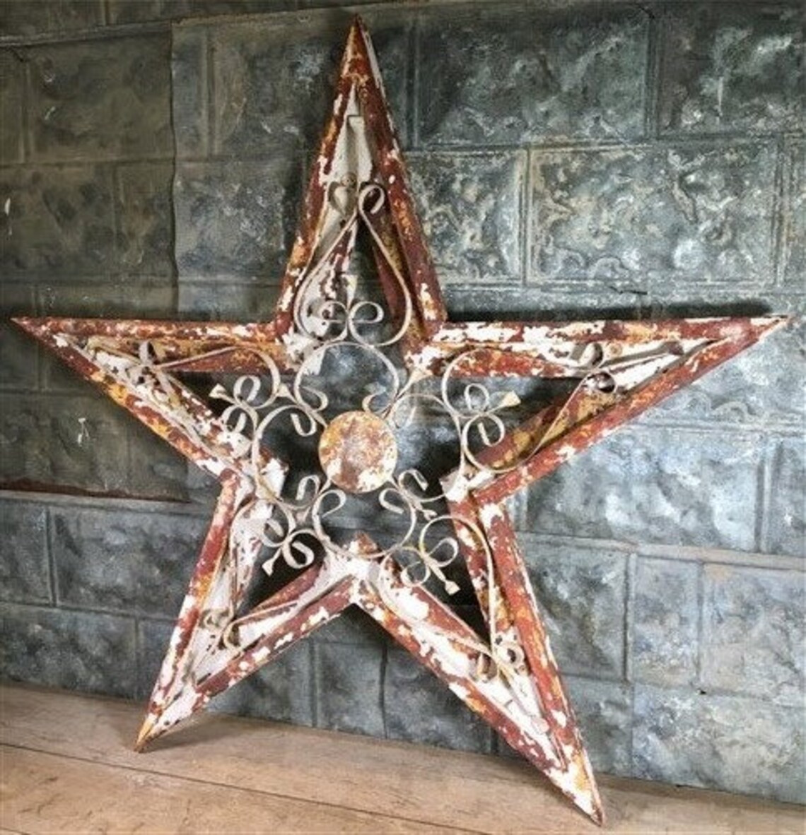Large Star Architectural Wood Metal Window Frame Rustic | Etsy