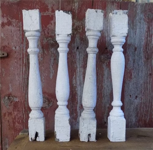 4 Balusters White Wood Architectural Salvage Spindles Porch - Etsy
