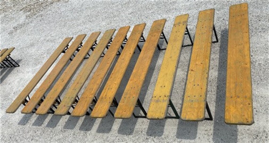 10 Vintage German Beer Garden Benches Portable Industrial - Etsy