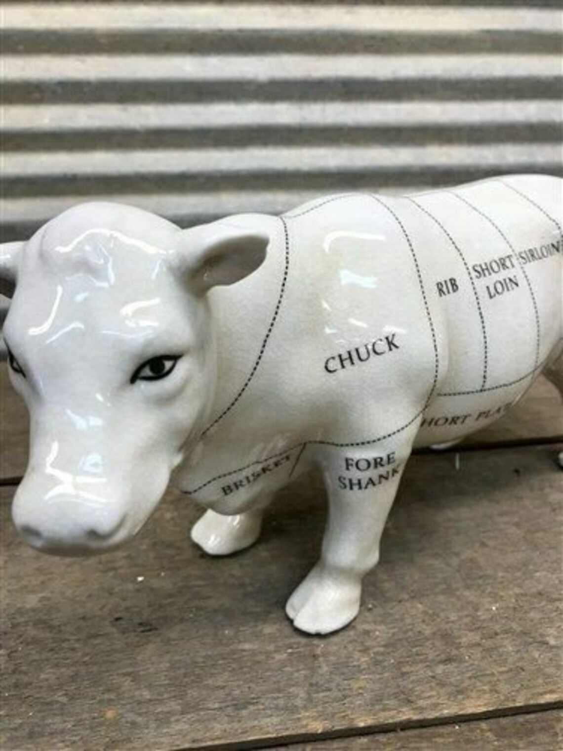Model Cow Diagram Beef Figurine Decor, Porcelain Butcher Shop Decor ...