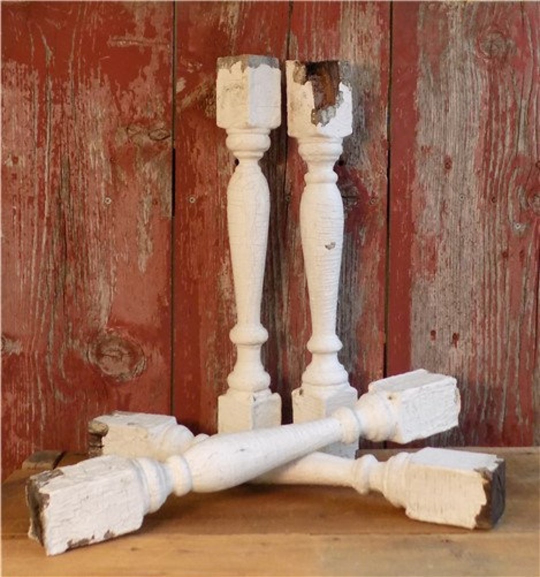 4 Balusters White Wood Architectural Salvage Spindles Porch Post House ...