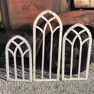 3 White Wood Farmhouse Window Frames, Distressed Church Windows ...