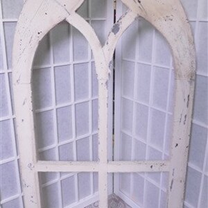 White Diamond Arched Church Window, Wood Cathedral Frame, Farmhouse ...