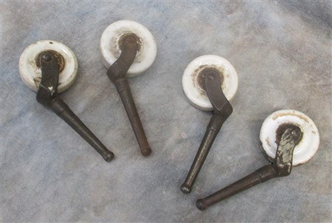 4 Porcelain Caster Wheels Antique Furniture Roller Dresser Desk ...